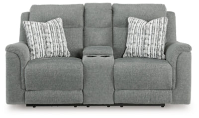 Overflow Power Reclining Loveseat with Console – Ashley Furniture ...